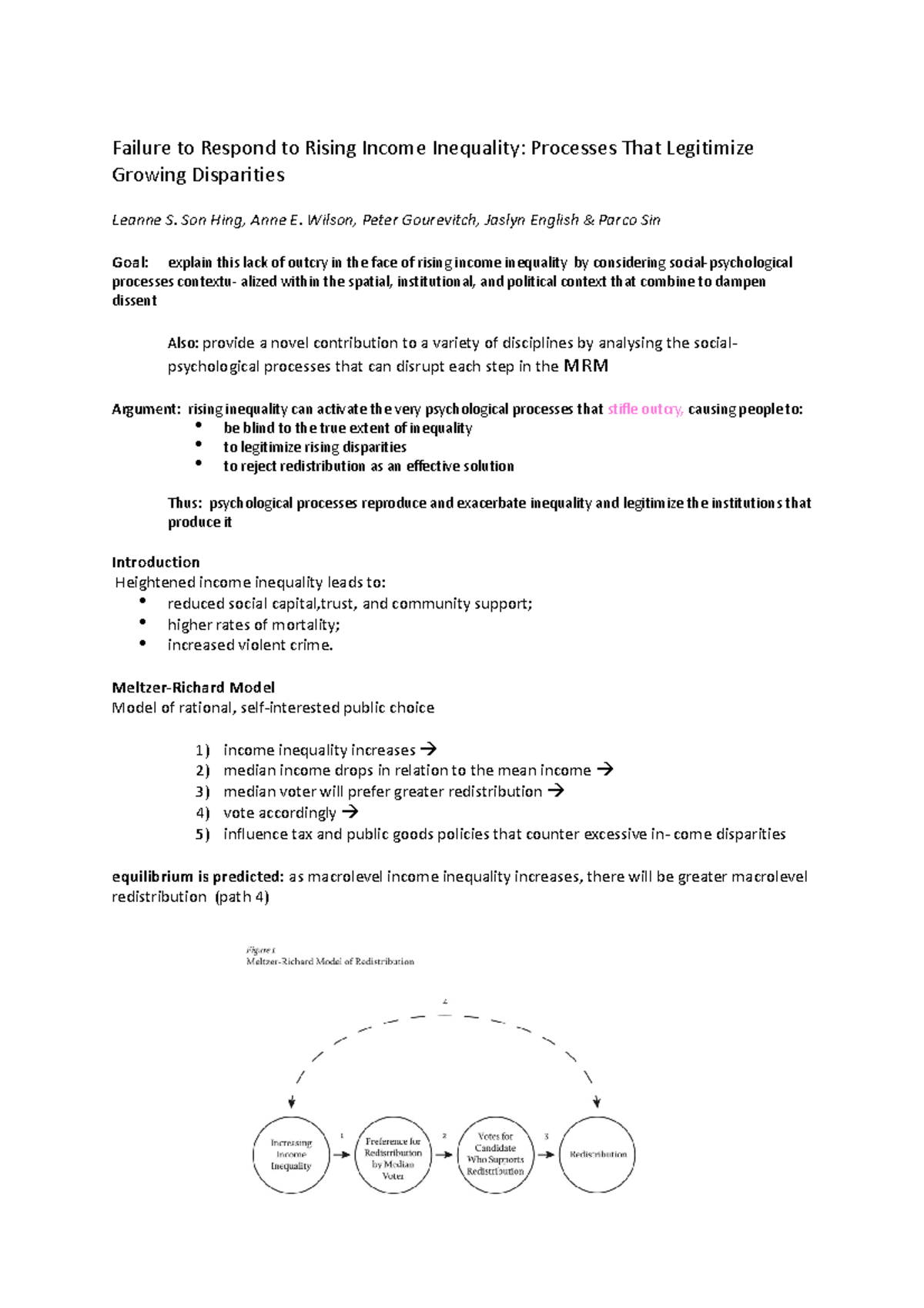 Notes - Failure to Respond to Rising Income Inequality - Failure to ...