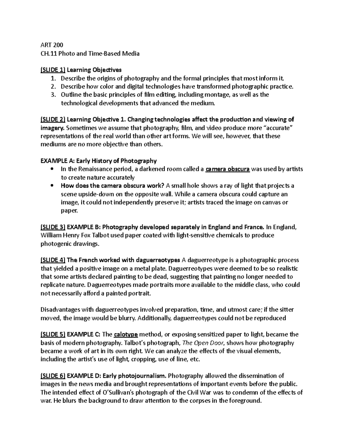 CH. 11 Photo and Time-Based - ART 200 CH Photo and Time-Based Media ...
