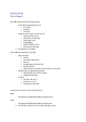 Theorie Boekhouden - THEORIE BOEKHOUDEN Deel 1: systeem van dubbel boekhouden Hoofdstuk 1: de ...