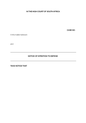 Notice of intention to defend Submission - IN THE HIGH COURT OF SOUTH ...