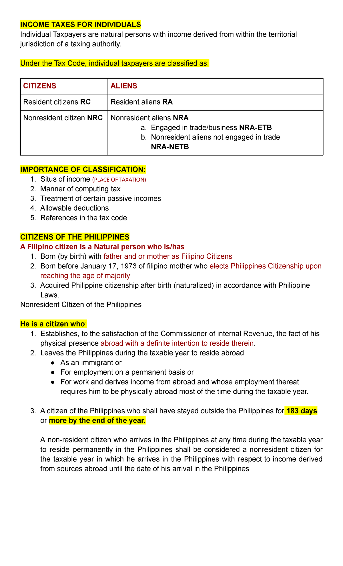 TAX311 Chapter 2 Summary-2 - INCOME TAXES FOR INDIVIDUALS Individual ...