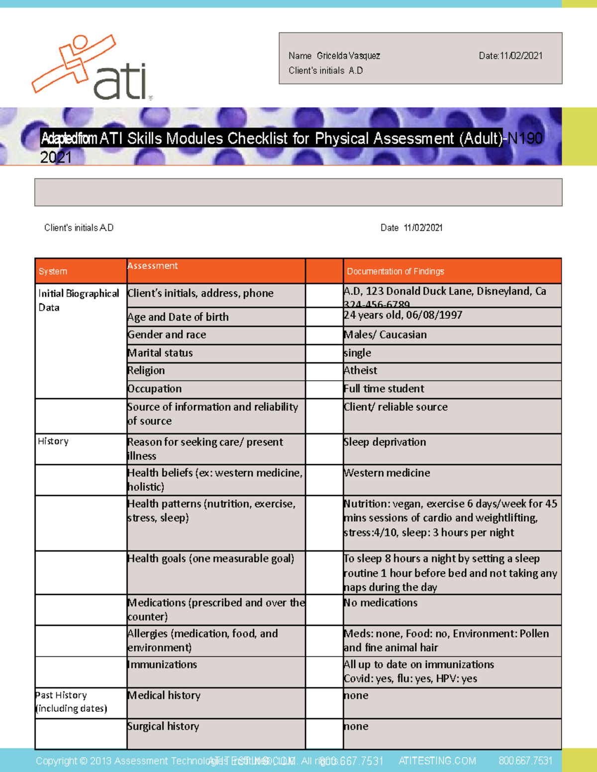 ATI phy assessments worksheets WORD-2021 - Name Gricelda Vasquez Date ...