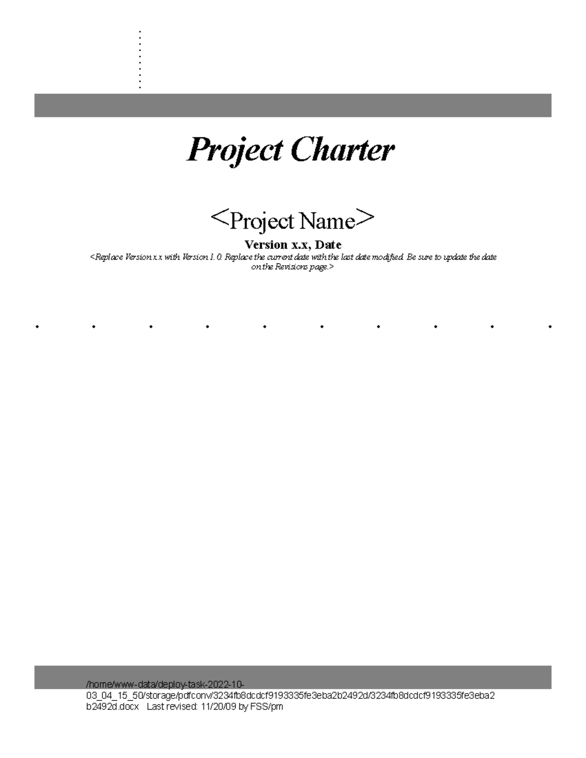 Project Charter Template 08 - Project Charter Version x, Date