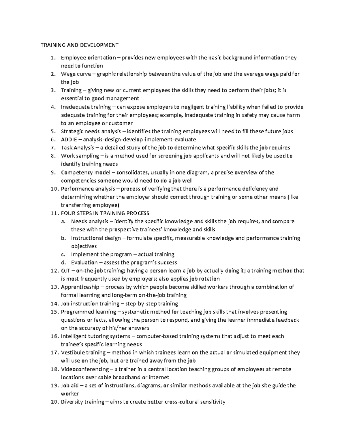 CHRA Reviewer new - TRAINING AND DEVELOPMENT Employee orientation ...