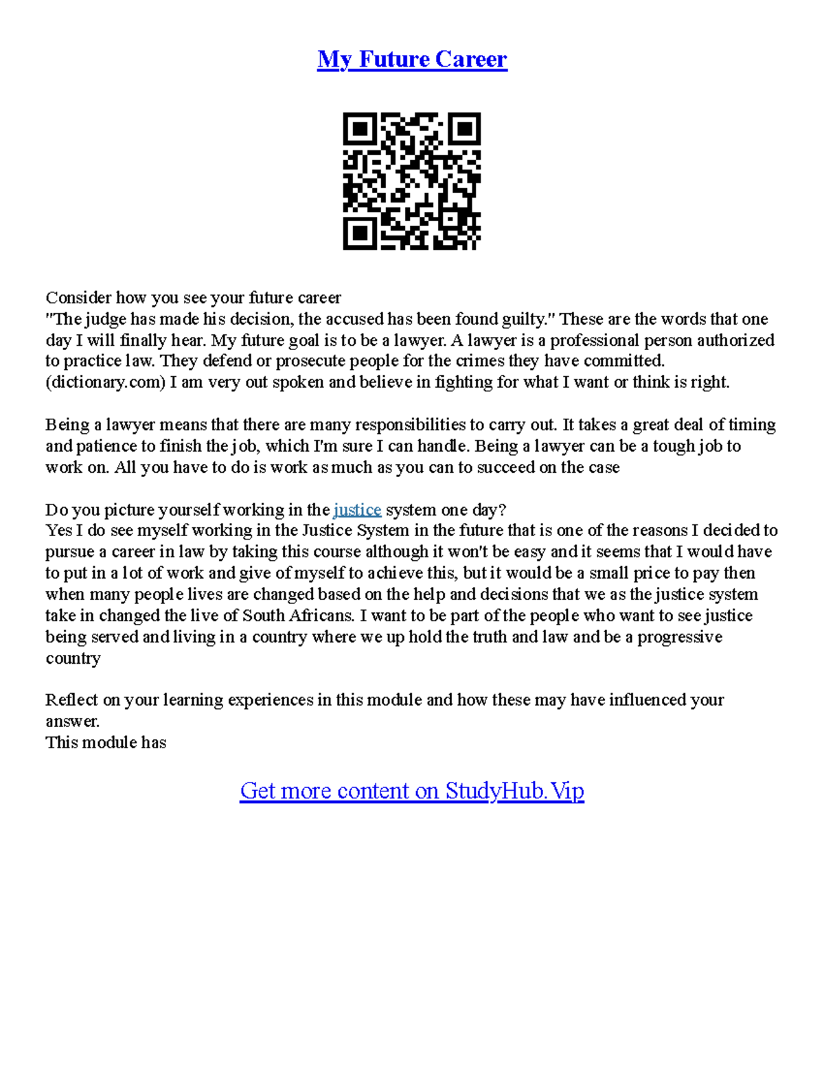 Future Career Essay - My Future Career Consider how you see your future ...