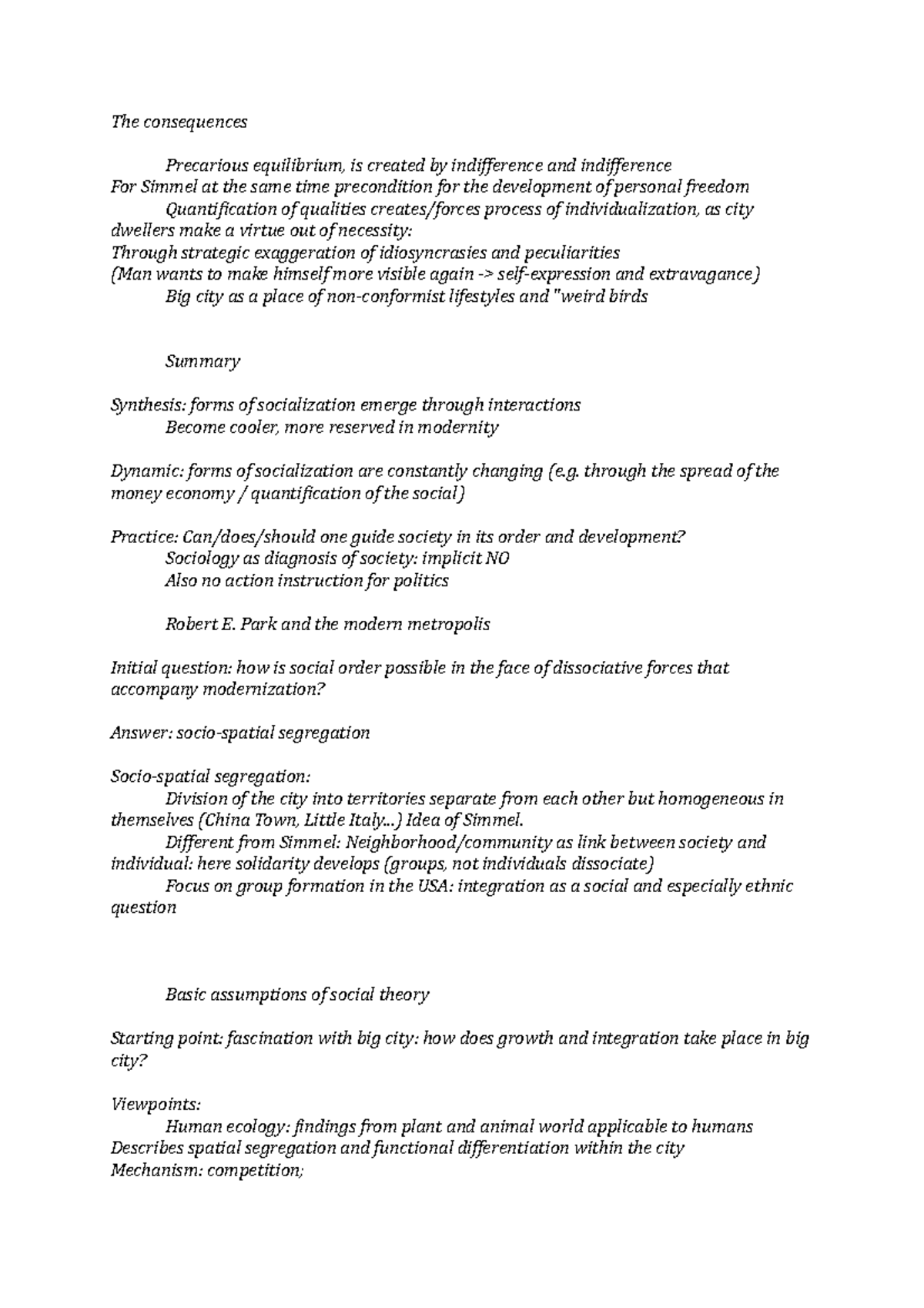 The consequences - Notes taken in sociology class - The consequences ...
