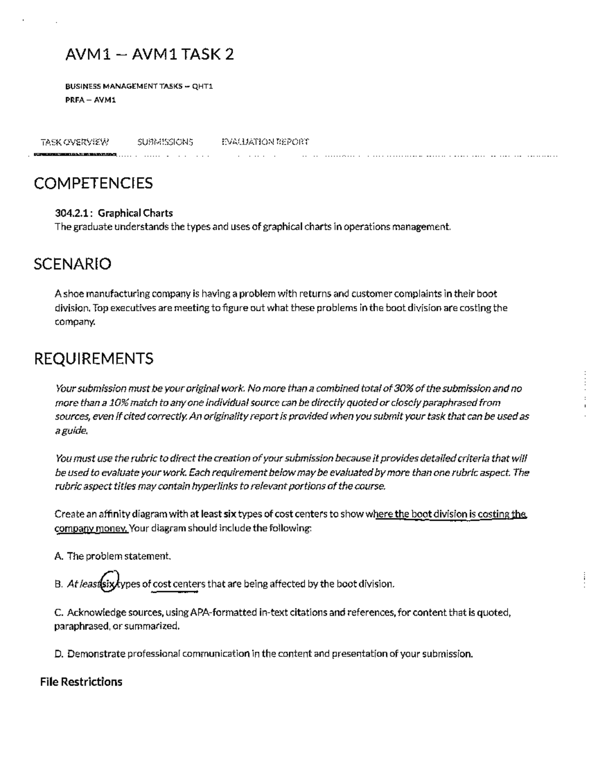 Business Management Qht1 task 1 assessment requirements - QHT1 - WGU ...