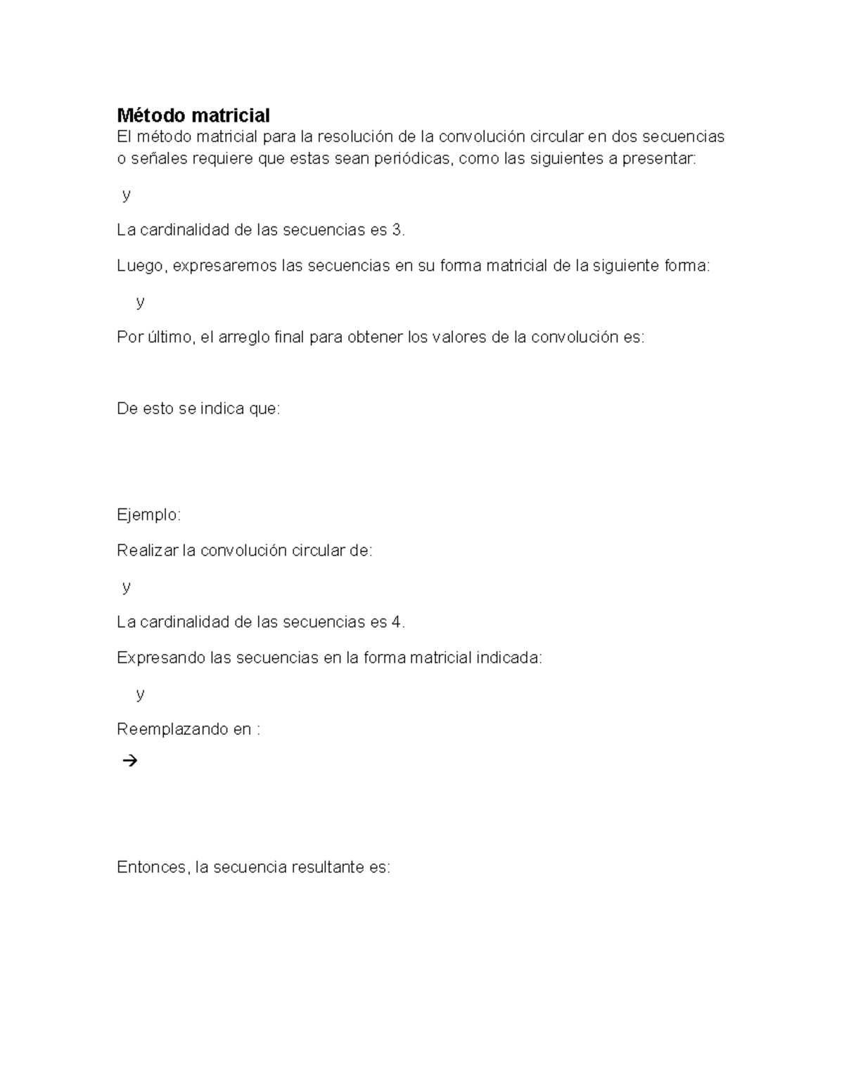Matrices - Convolución circular usando el método matricial. - Método ...