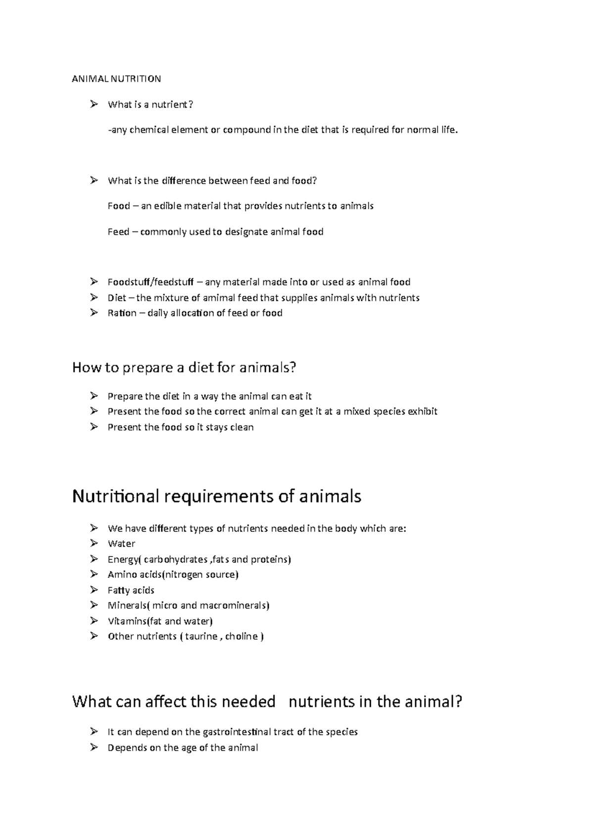 Animal Nutrition 1 Introduction to animal nutrition by lecturer ...