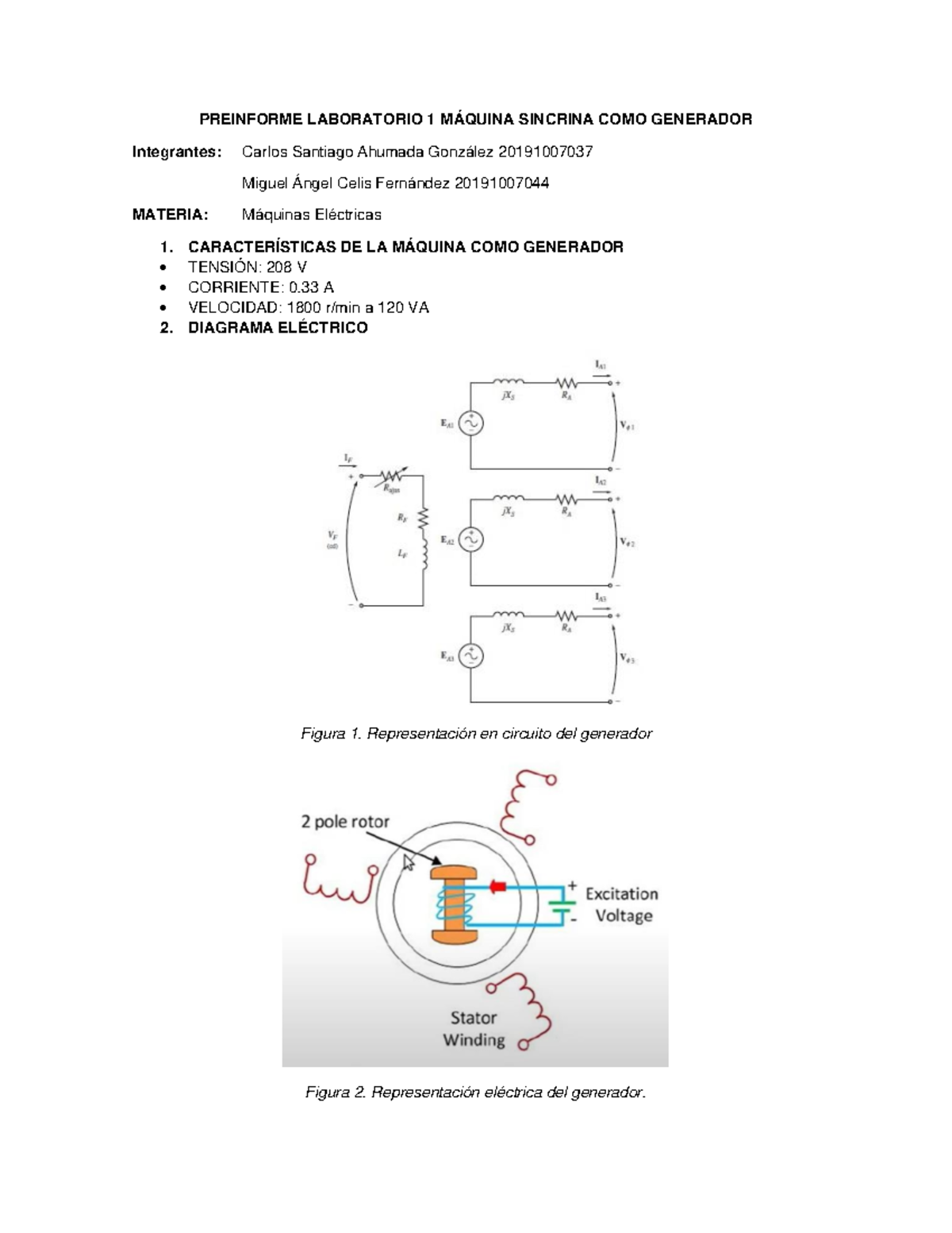 Preinforme 1 maquina sincrona (generador) - PREINFORME LABORATORIO 1 ...