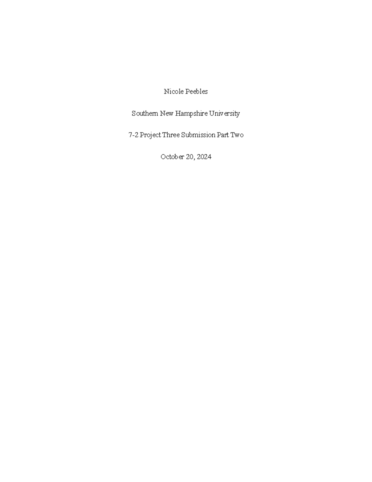 7-2 Project Three Submission Part Two - Nicole Peebles Southern New ...