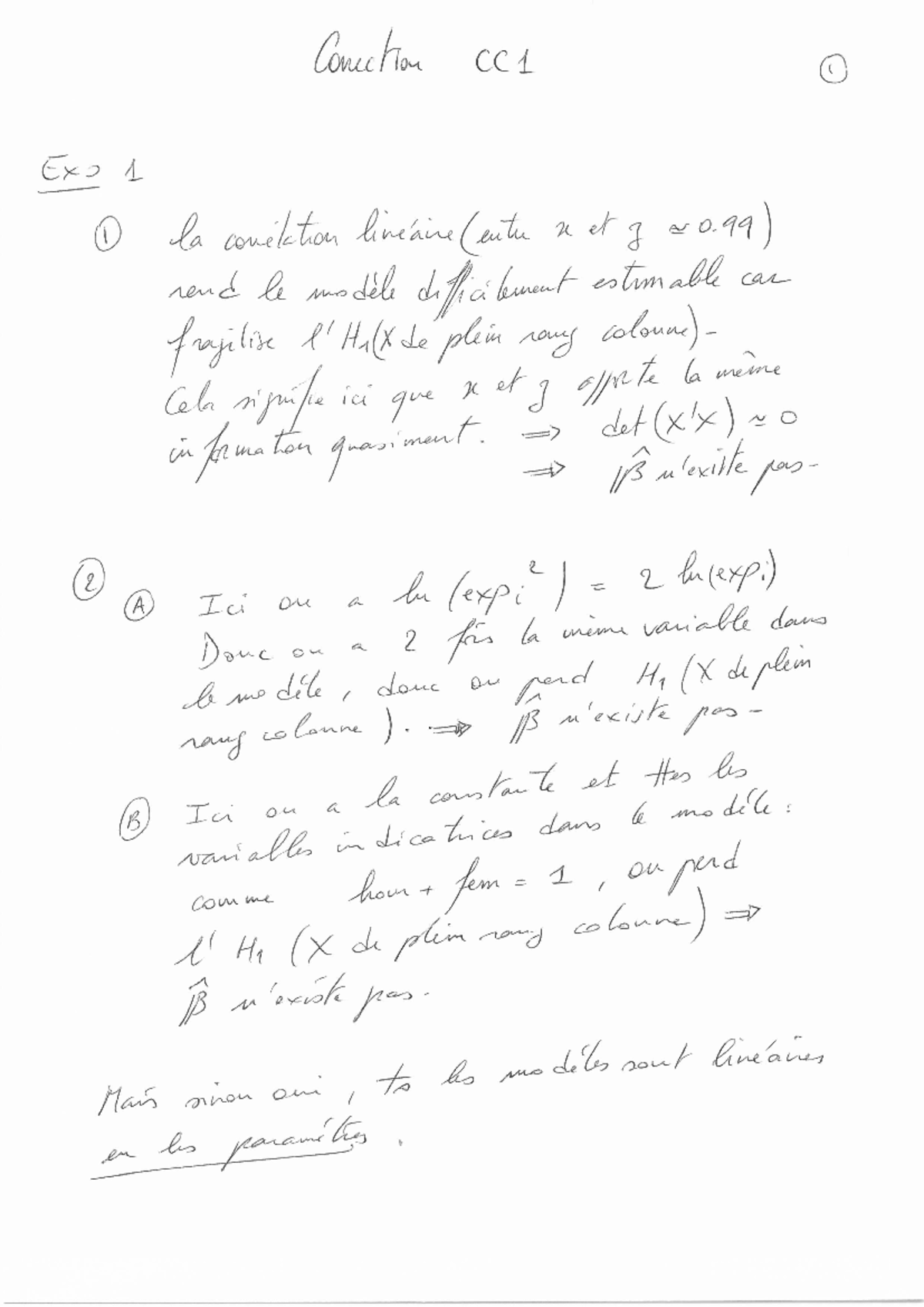 Correction du CC - 2021 - Introduction À L'Économétrie - Studocu