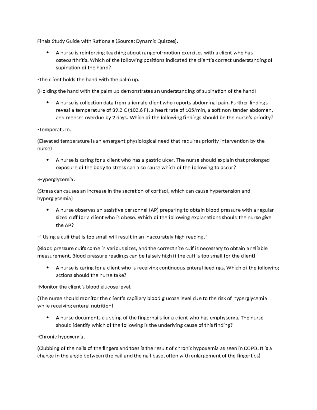 Finals Study Guide - It helps a lot. - Finals Study Guide with ...