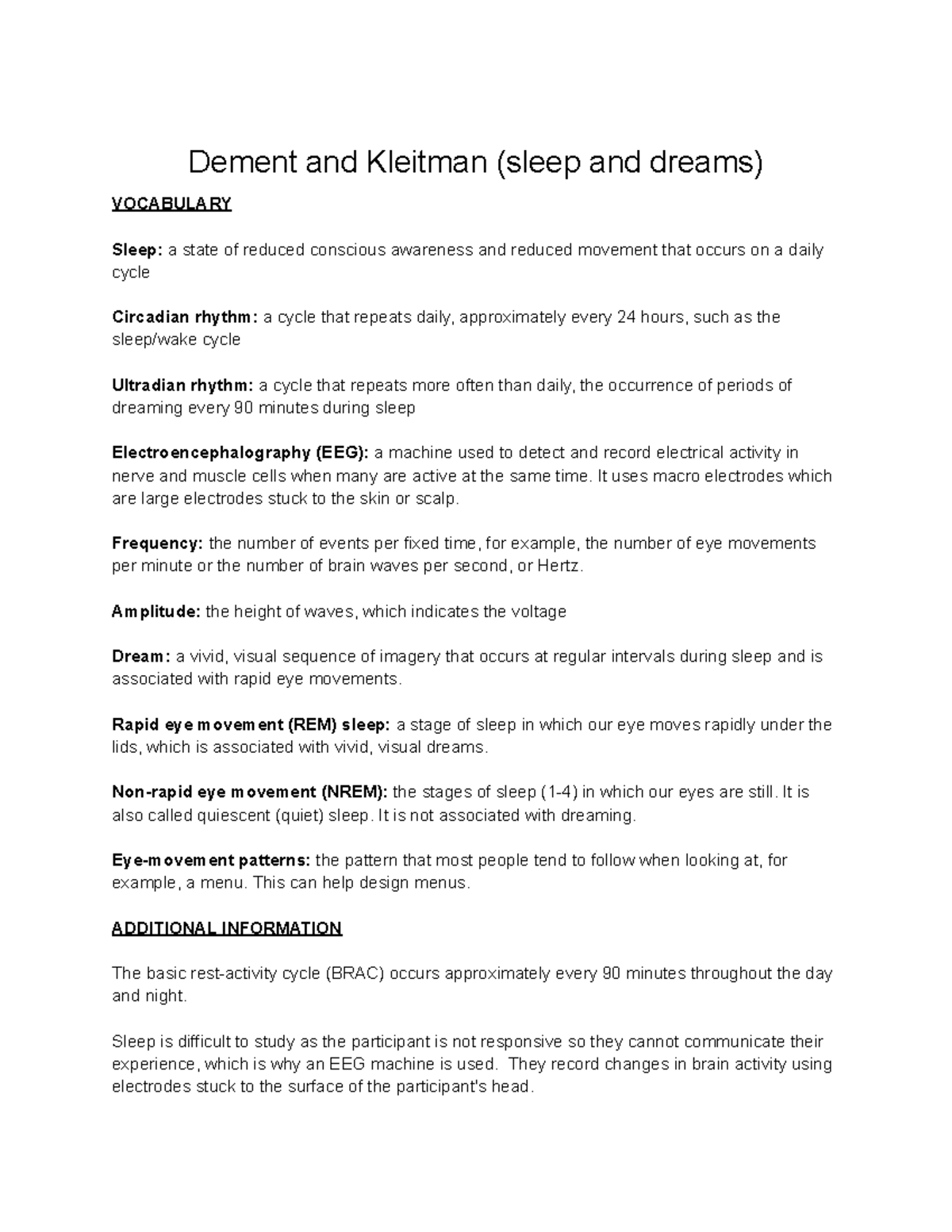 Dement%20and%20Kleitman%20(sleep%20and%20dreams) - Dement and Kleitman ...