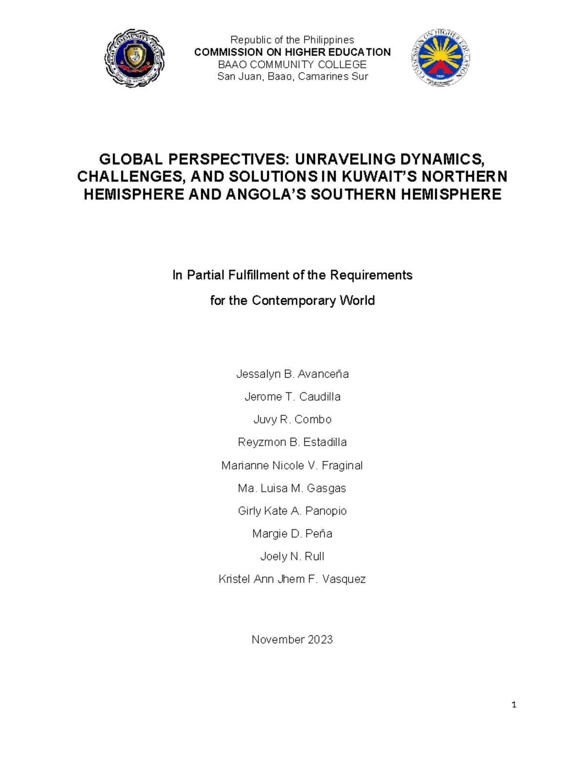 Case Study Analysis (Global Divide) - COMMISSION ON HIGHER EDUCATION ...