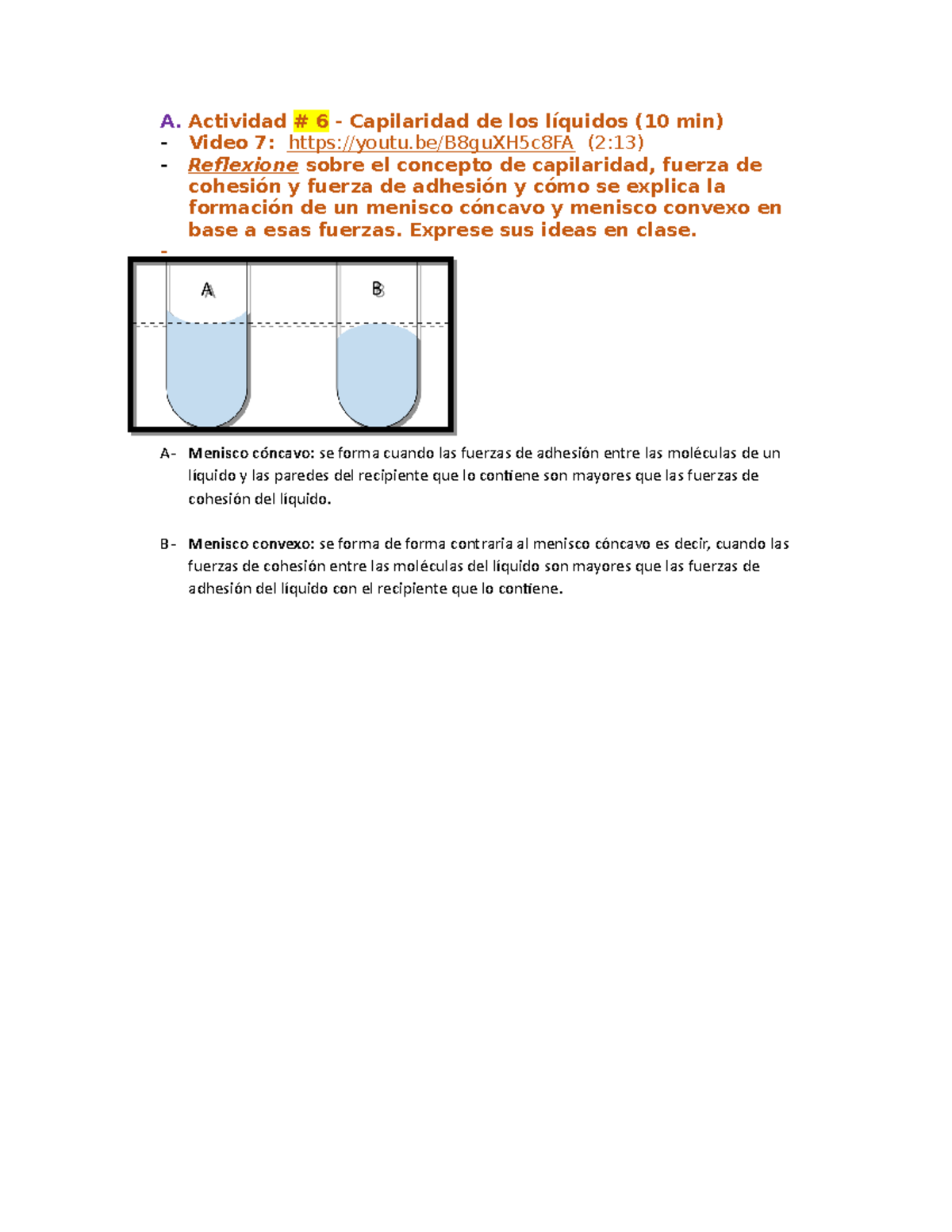Actividad 6 sobre los diferentes meniscos - A # 6 - Capilaridad de los ...