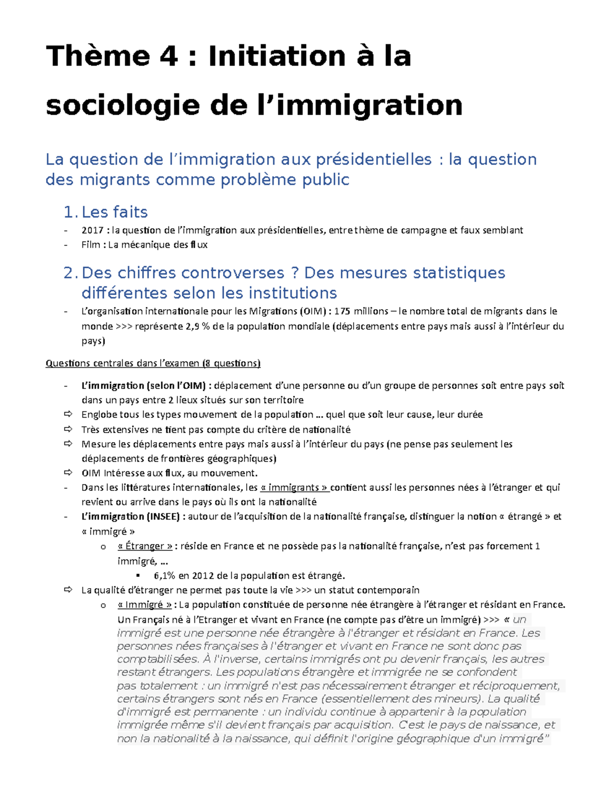 04. CM 30.03.18 - 06.04.18 Immigration - Thème 4 : Initiation à la ...