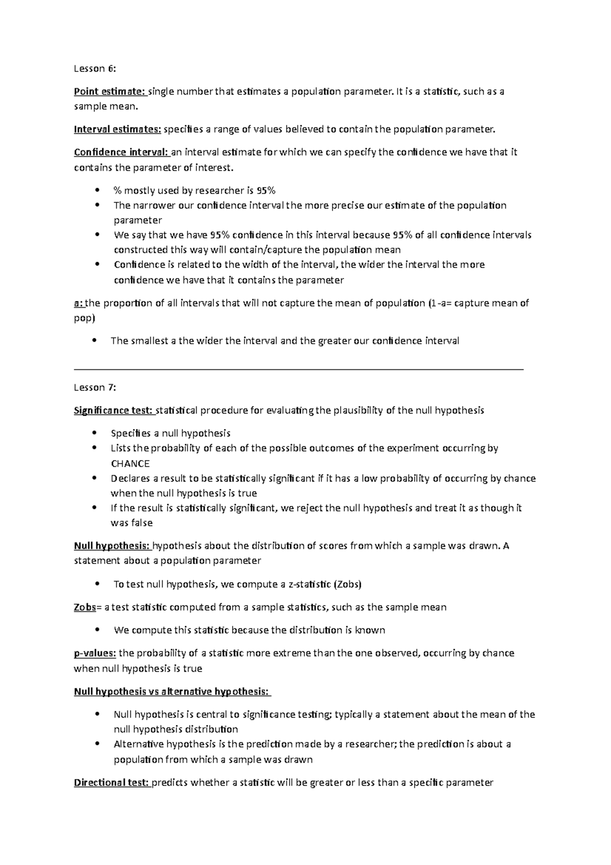 Test 2 315 - this is an exam - Lesson 6: Point estimate: single number ...