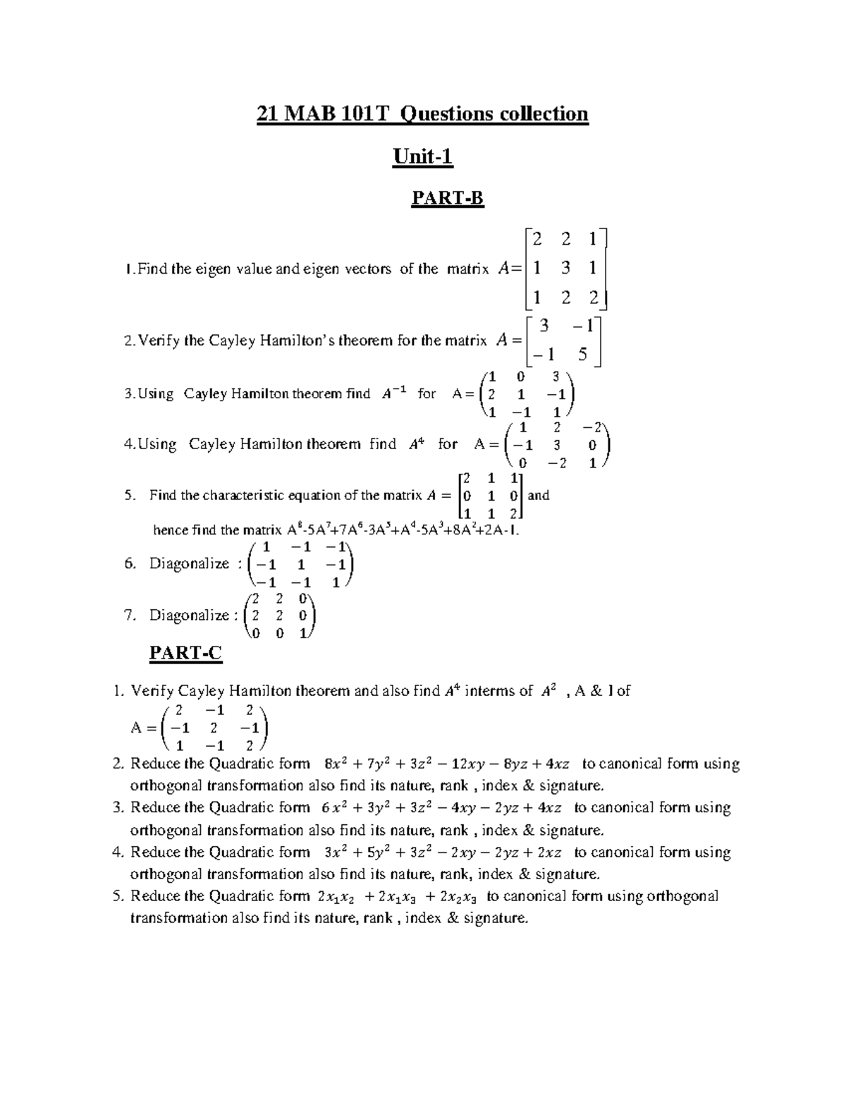 21 MAB 101T Questions collection - 21 MAB 101T Questions collection ...