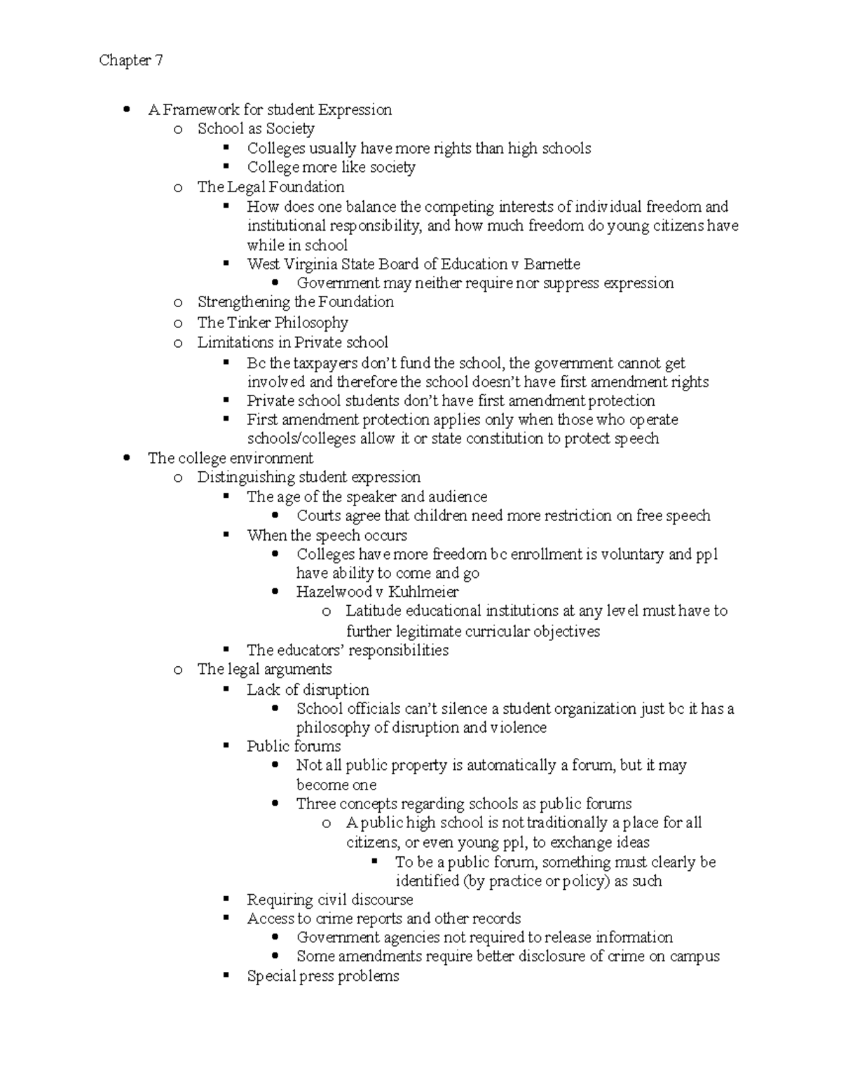 7.1 Regulating Student Expression - Chapter 7 A Framework for student ...
