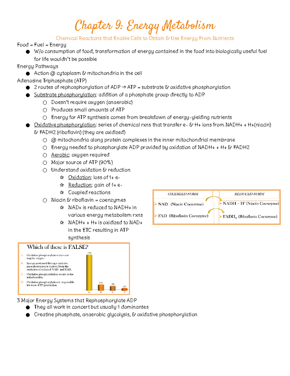 Chapter 9 Energy Metabolism - Chapter 9: Energy Metabolism Chemical ...