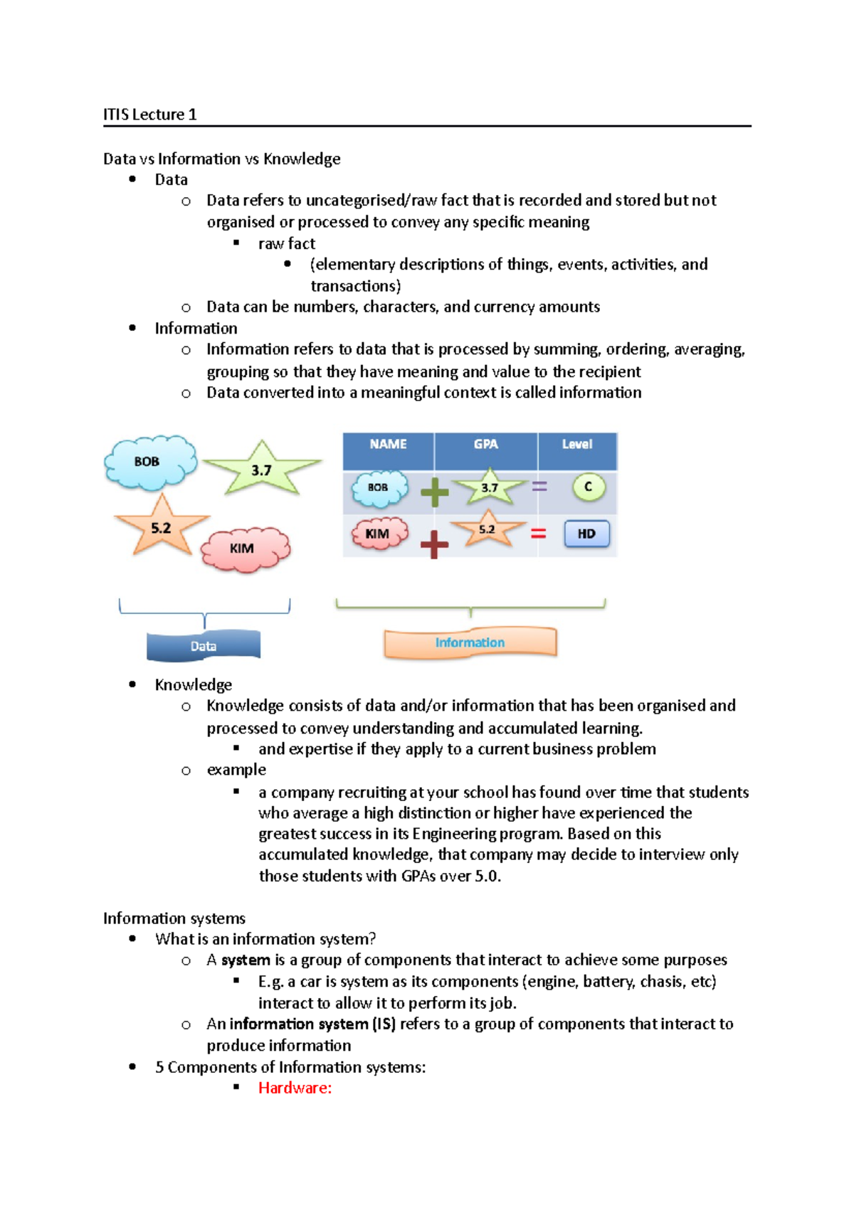 ITIS Lecture 1 - and expertise if they apply to a current business ...