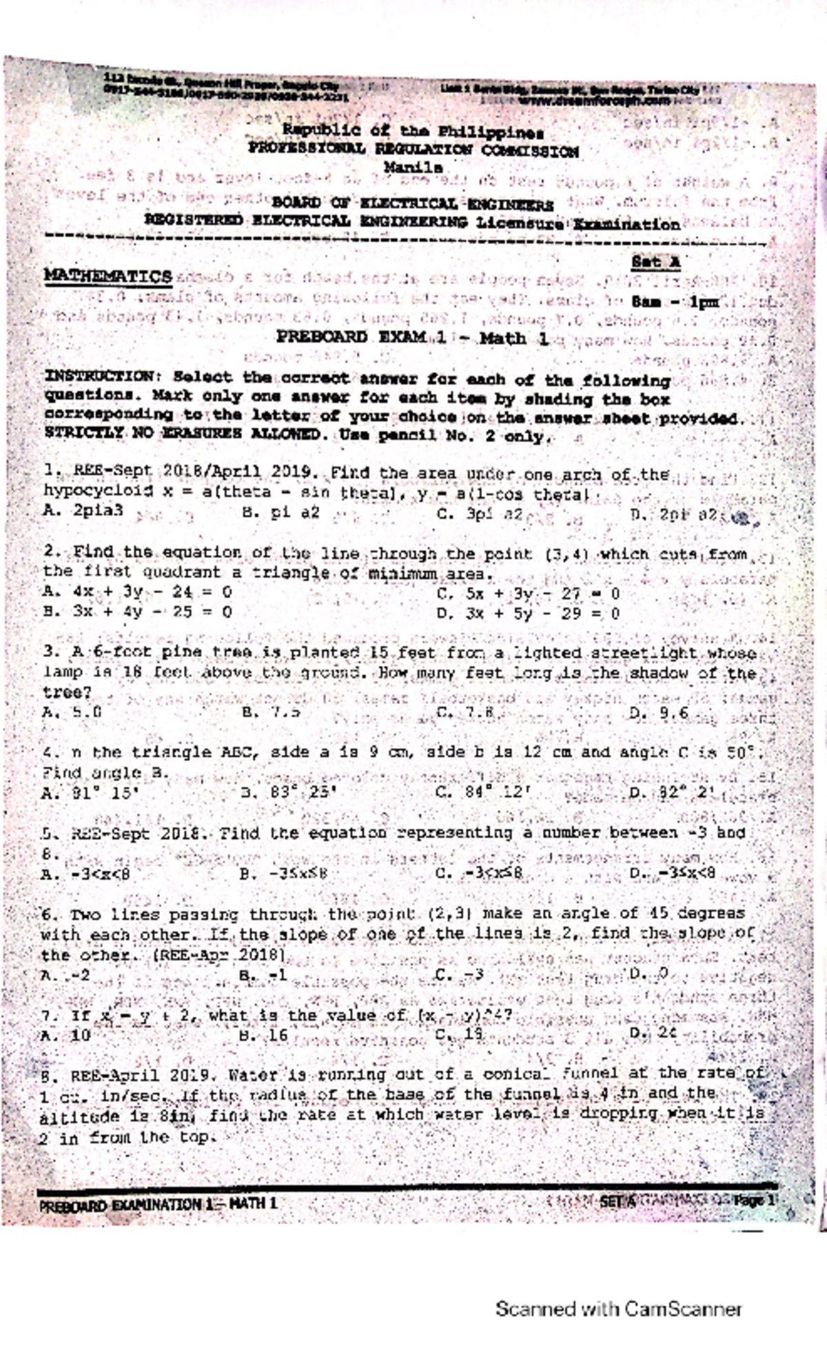 Math1 - Math practice paper - Bachelor Of Elementary Education - Studocu