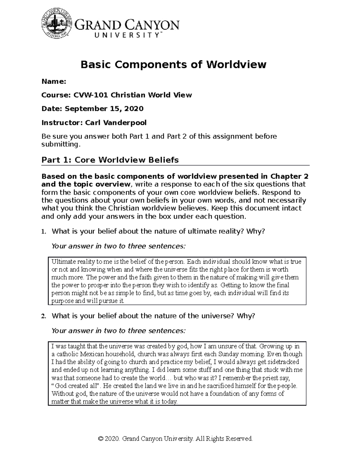 CWV 101 301 RS T1Basic Components Of Worldview - Basic Components of ...