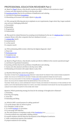 PART 1 -answer key Teaching Profession Modules - LICENSURE EXAMINATION ...
