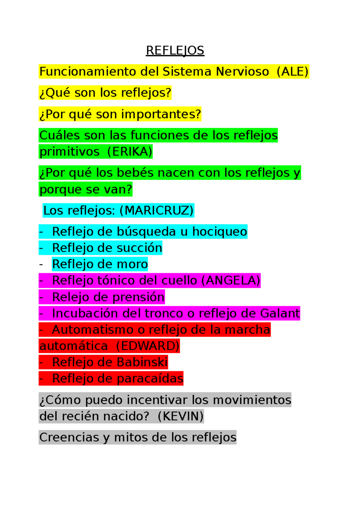 Reflejos Estructura - REFLEJOS Funcionamiento del Sistema Nervioso (ALE ...