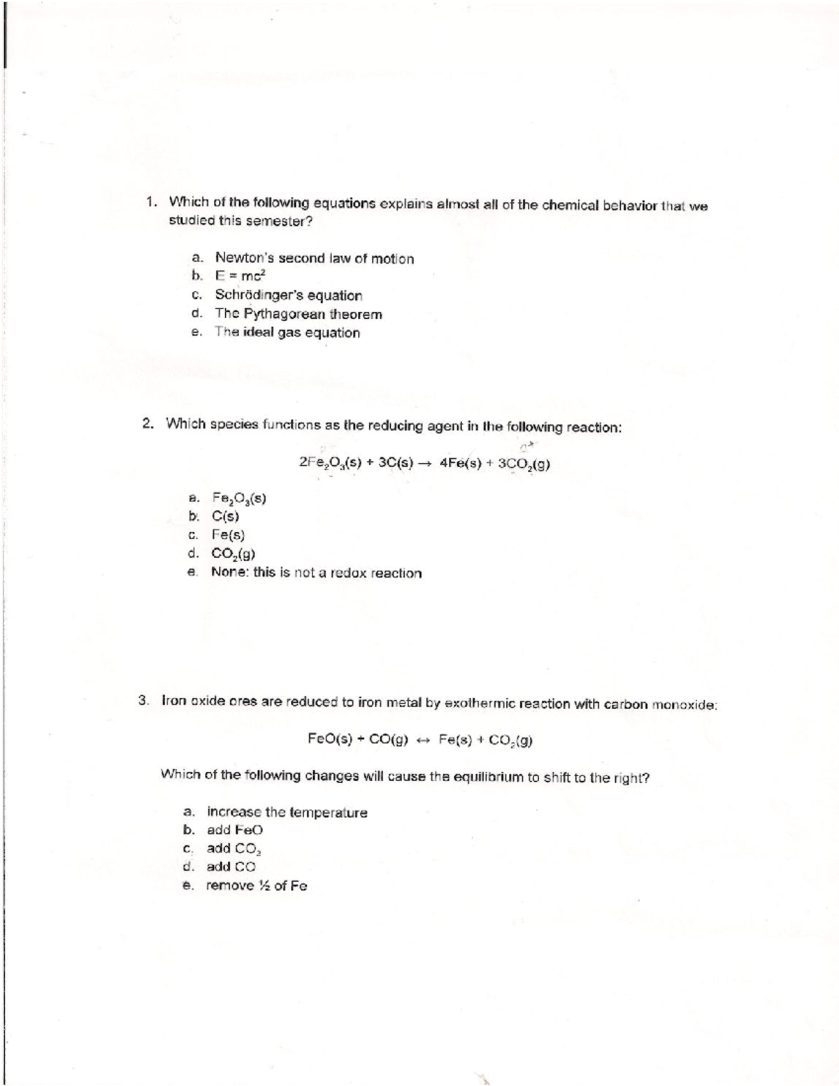 Chen1211 u final - past exam - CHEN 1211 - Studocu
