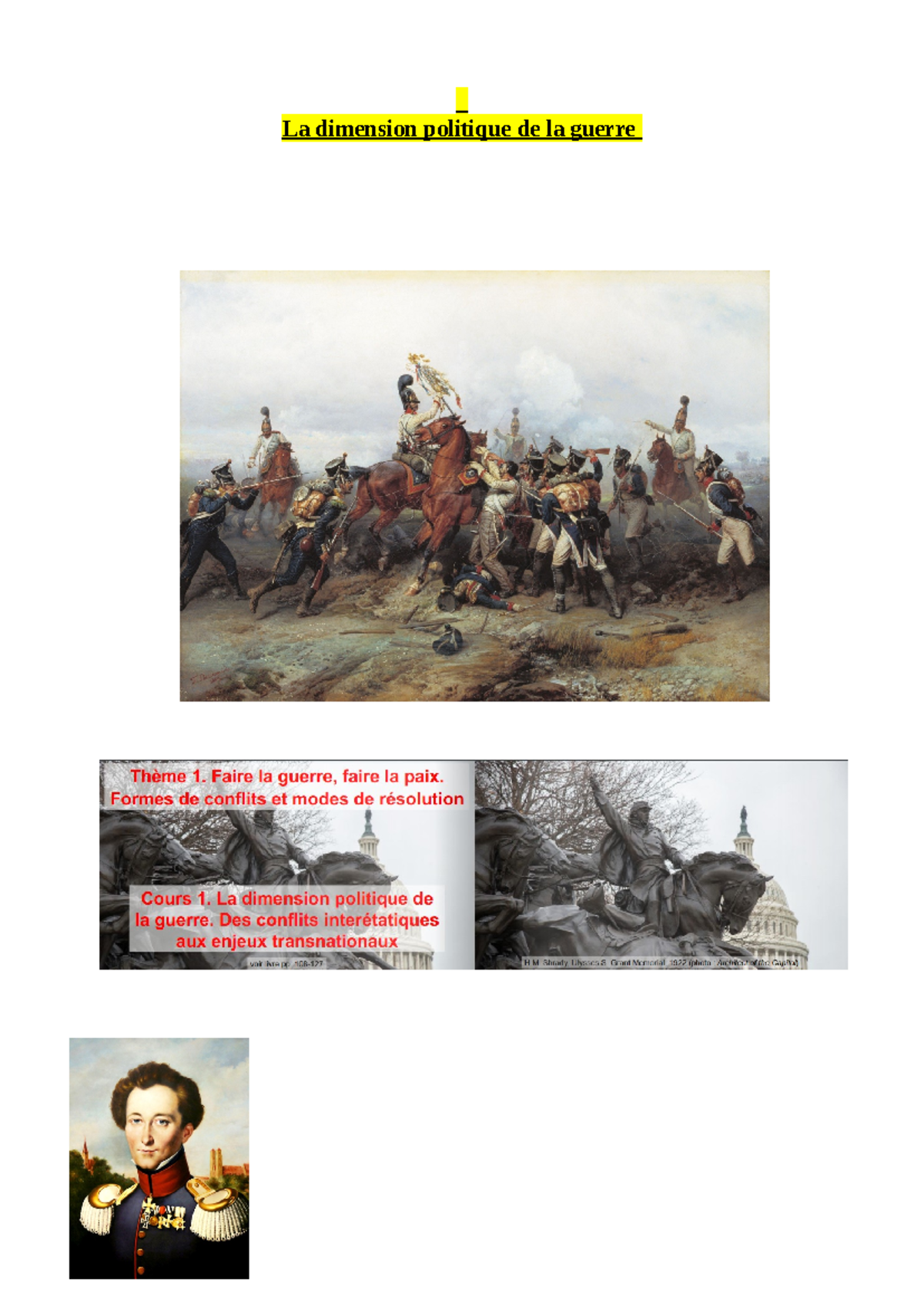 Cours 1 faire la guerre , faire la paix - La dimension politique de la ...