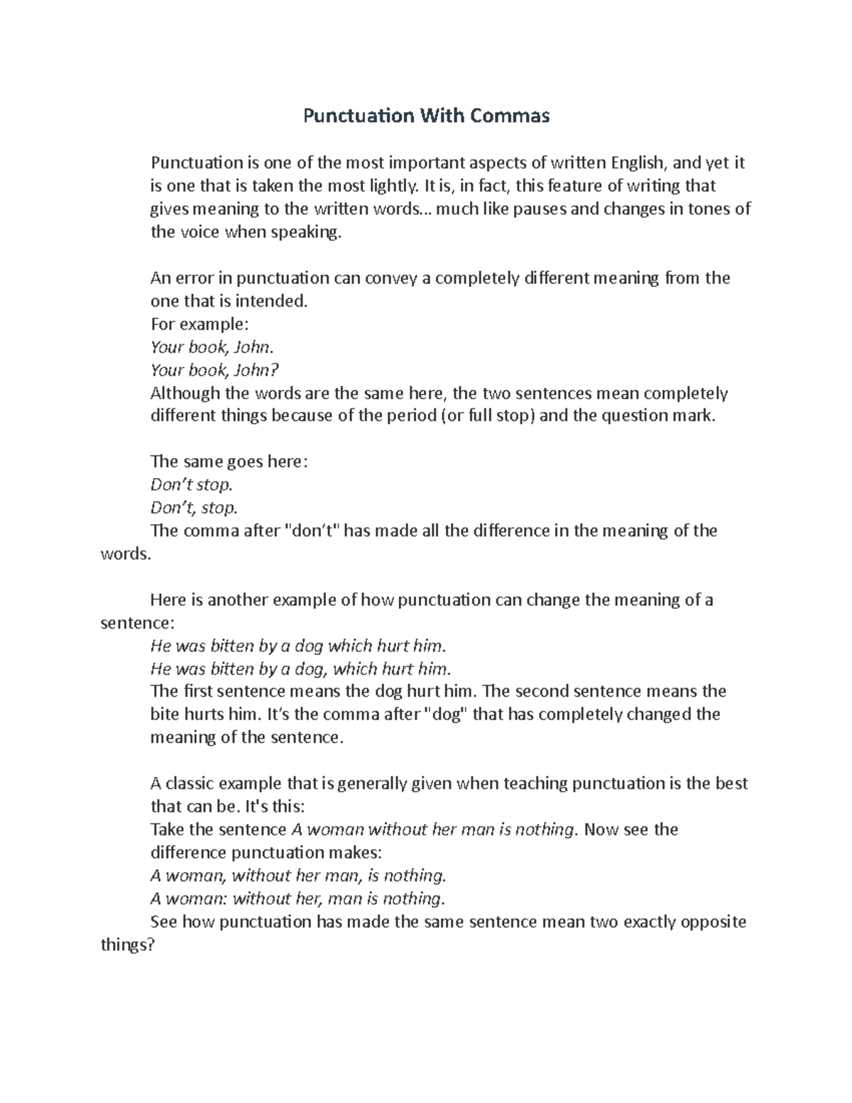 Punctuation With Commas - Punctuation With Commas Punctuation is one of ...