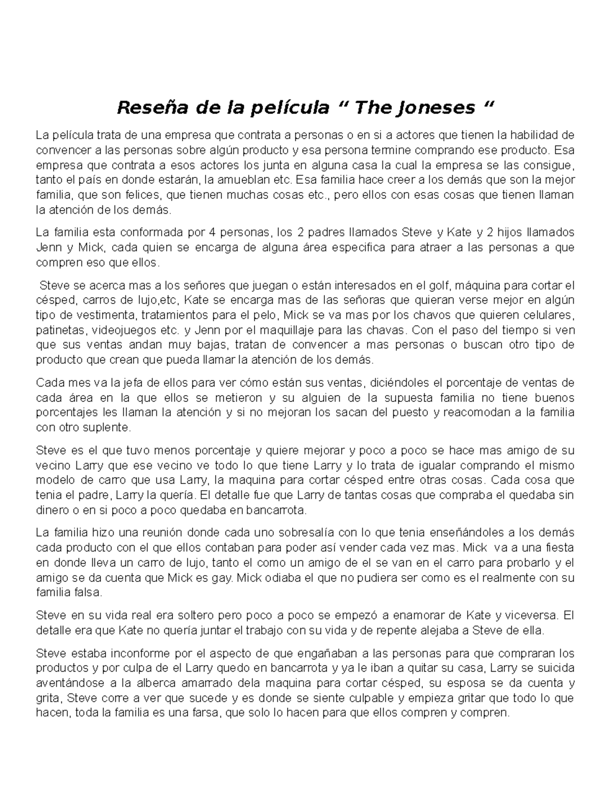 Reseña 1 - XXSSS - Reseña de la película “ The Joneses “ La película ...