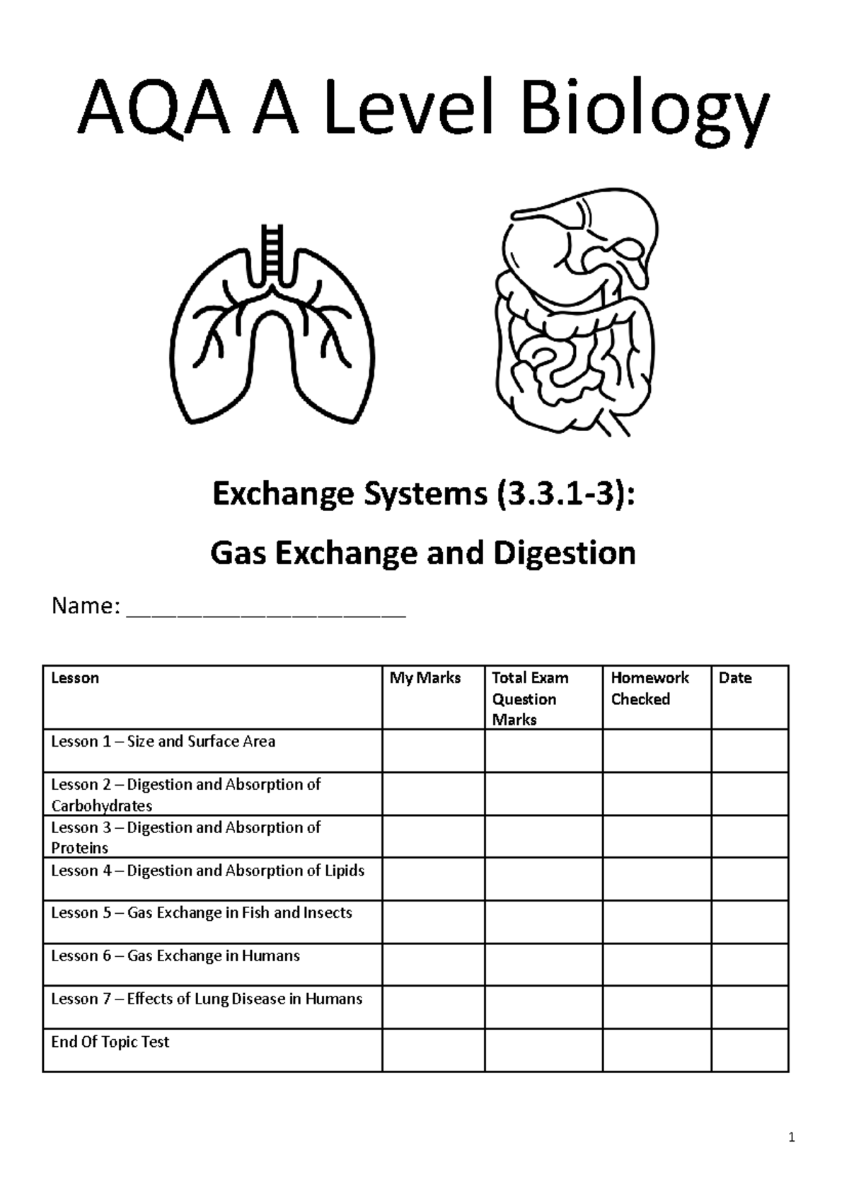 Digestion and Gas Exchange Booklet - AQA A Level Biology Exchange ...