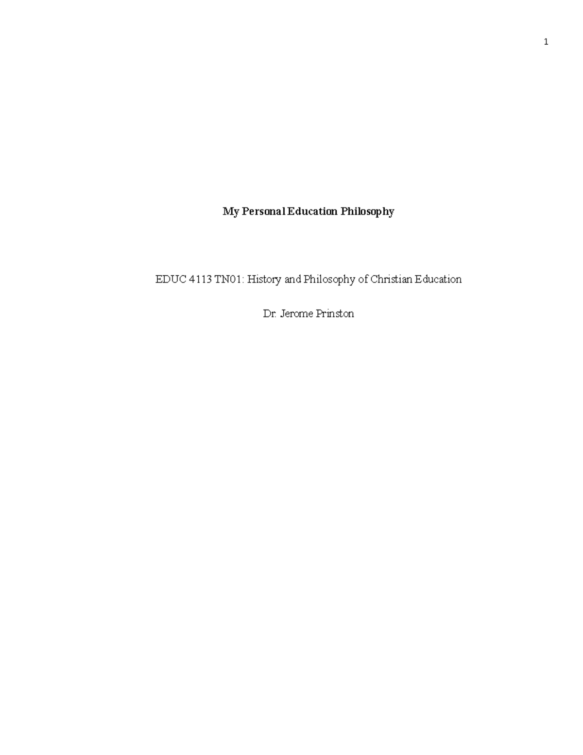 Personal Education Philosophy Paper - My Personal Education Philosophy ...