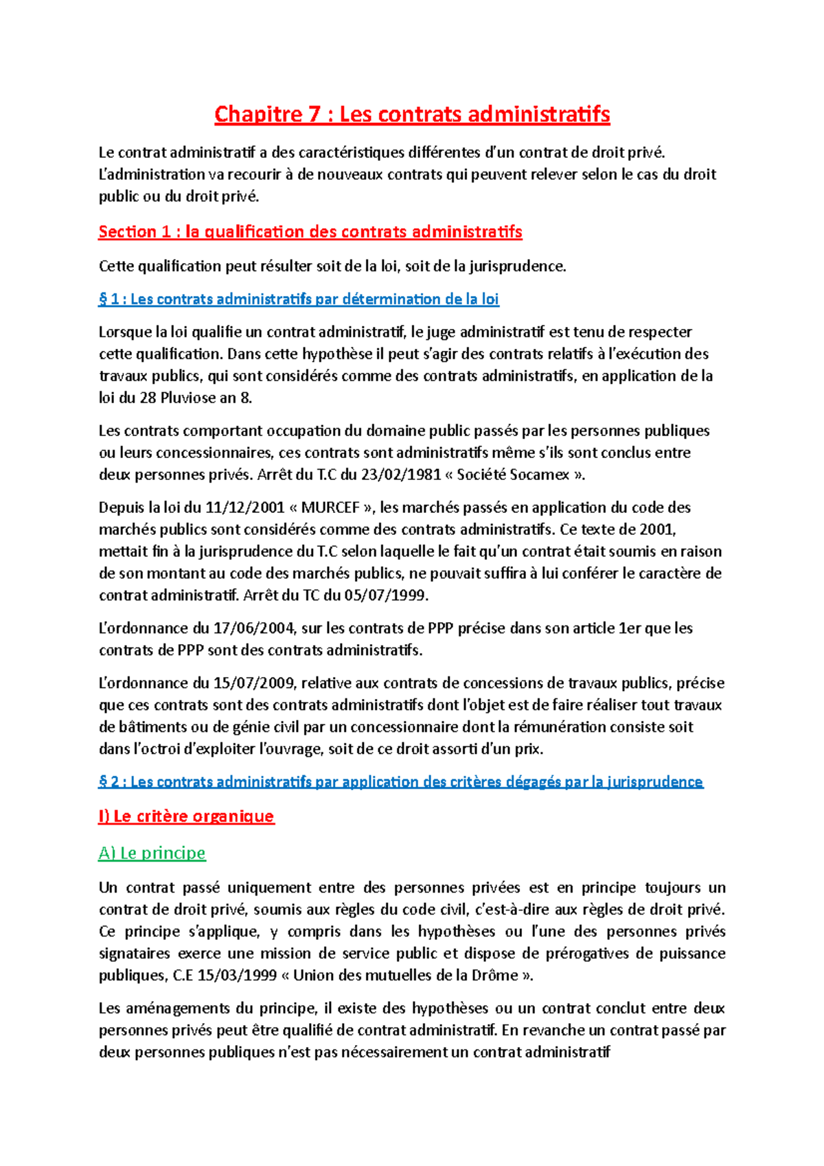 Chapitre 7 - Notes de cours 7 - Chapitre 7 : Les contrats ...