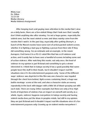 Media Diary - day assignment - Misty Loar 08/29/ Dr. Dillion Media ...