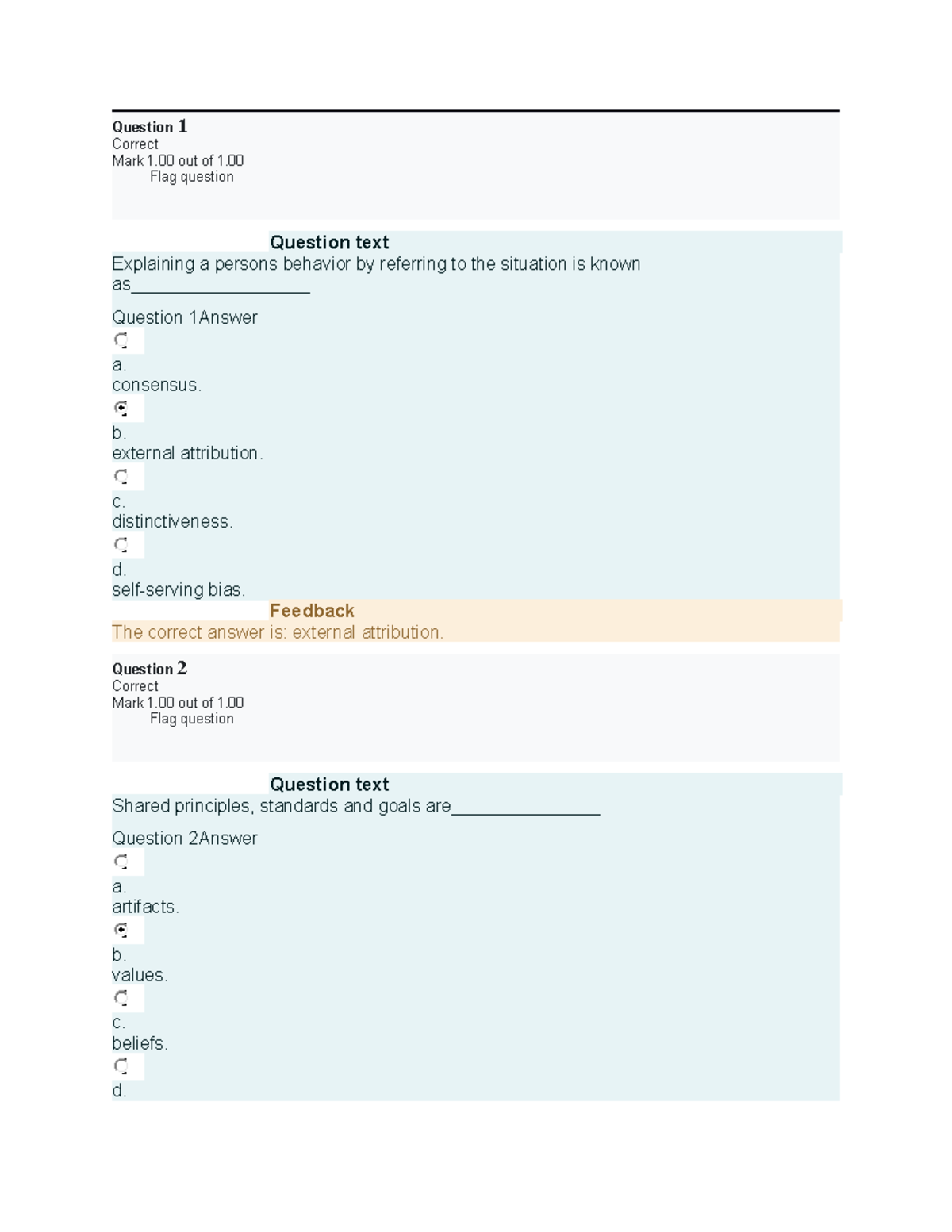 BUS 4402 Unit 3 Graded Quiz - Question 1 Correct Mark 1 out of 1. Flag question Question text ...