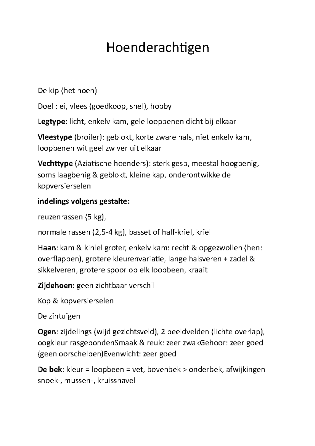 Rassenleer hoenderen - Hoenderachtigen De kip (het hoen) Doel : ei ...