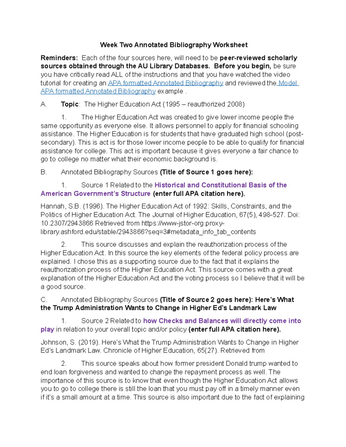 POL 201 Wk 2 Annotated Bib Worksheet - Week Two Annotated Bibliography ...
