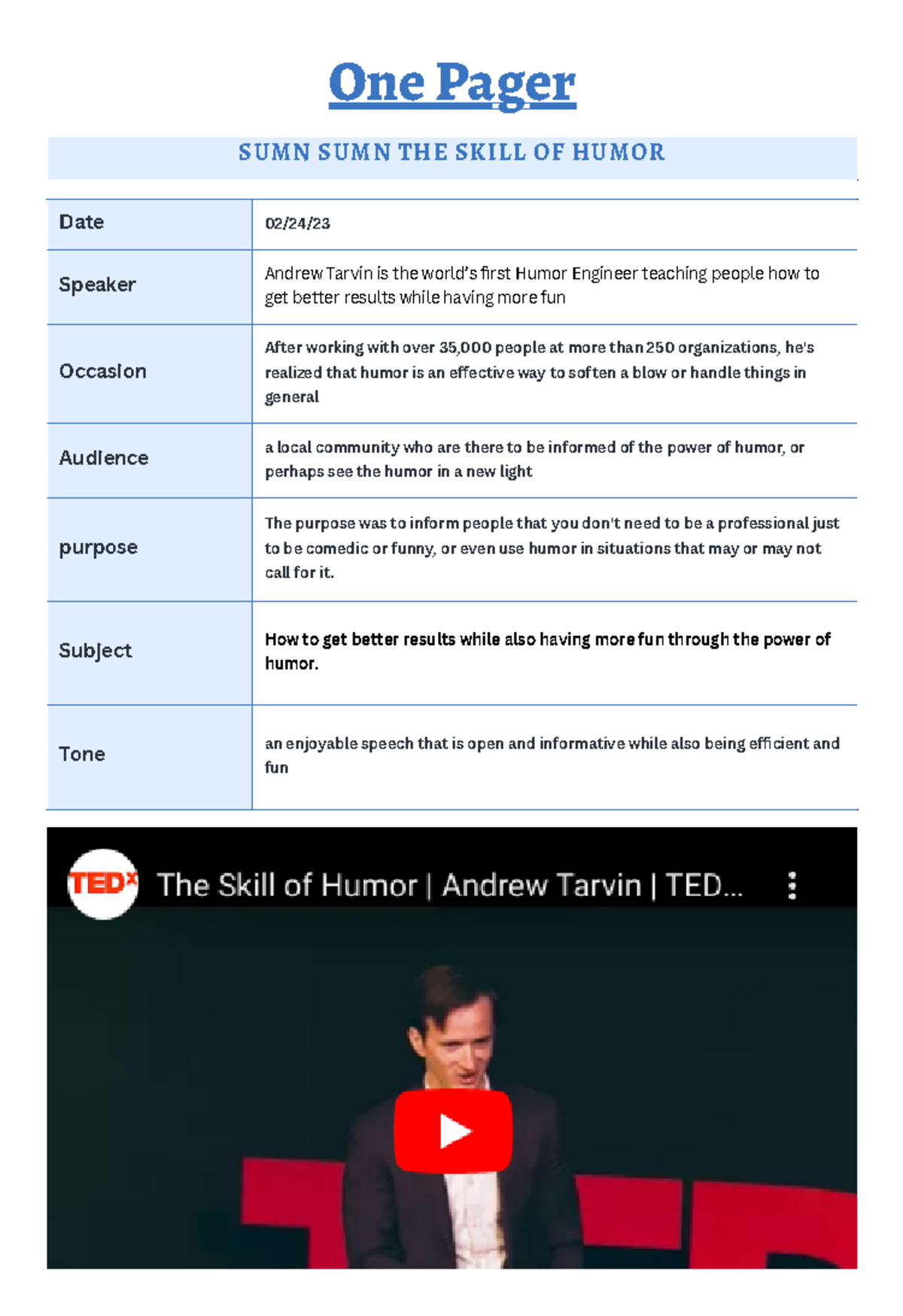 One Pager Doc in Black and White Blue Light Blue Classic Professional ...