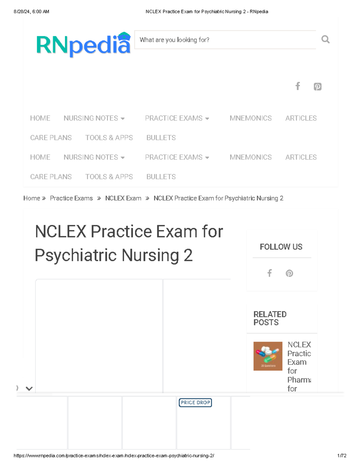 25 question Nclex Practice Exam for Psychiatric Nursing 2 - RNpedia ...