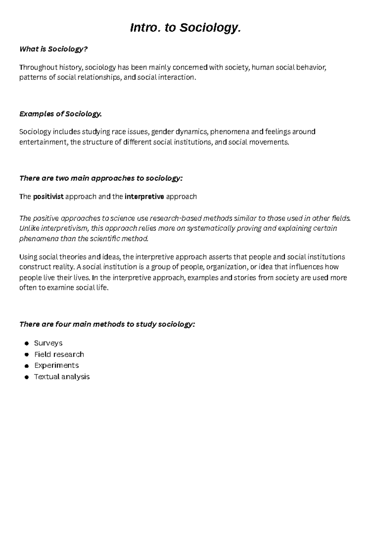 Intro. to Sociology - Intro. to Sociology. What is Sociology ...