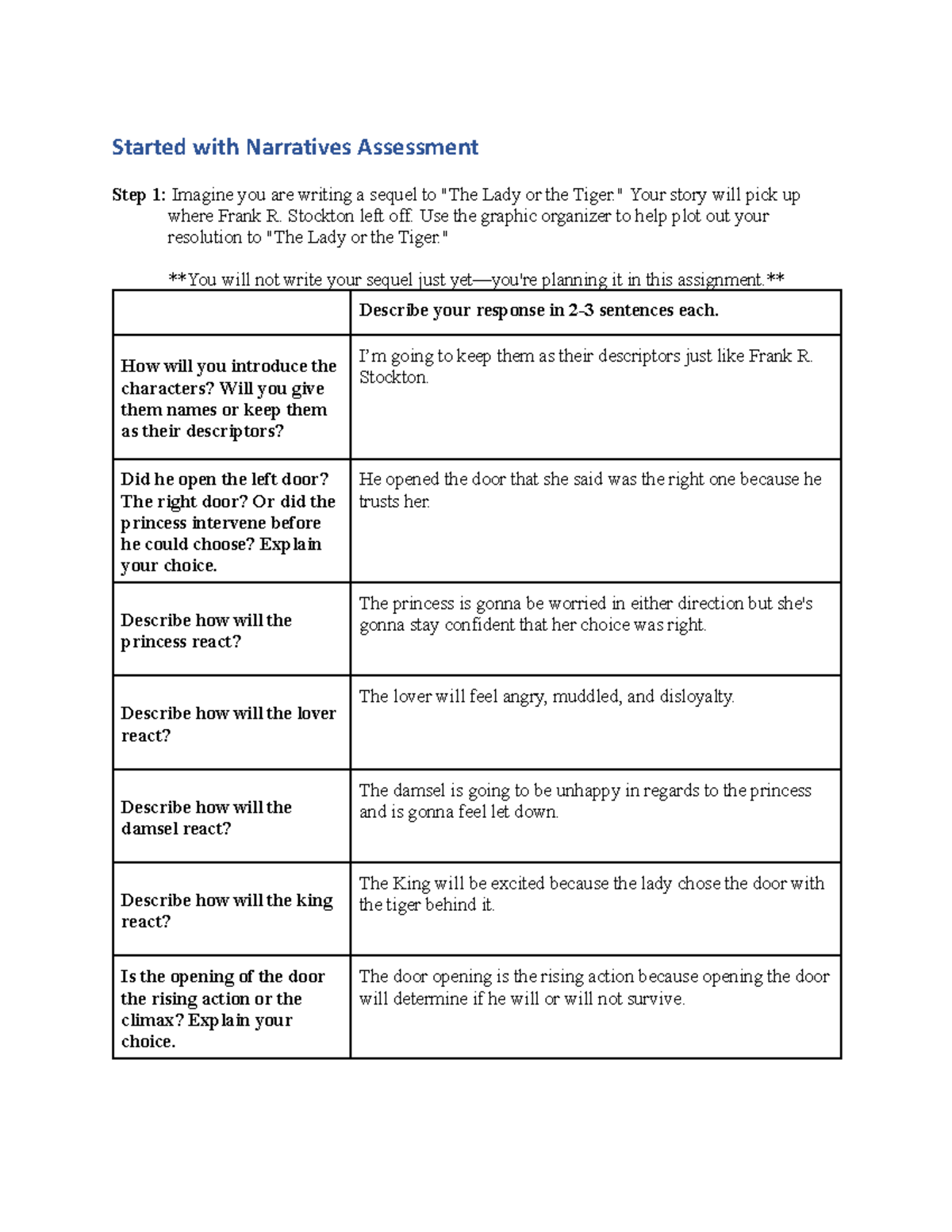 2.01 English new - its an eglish assessment - Started with Narratives ...