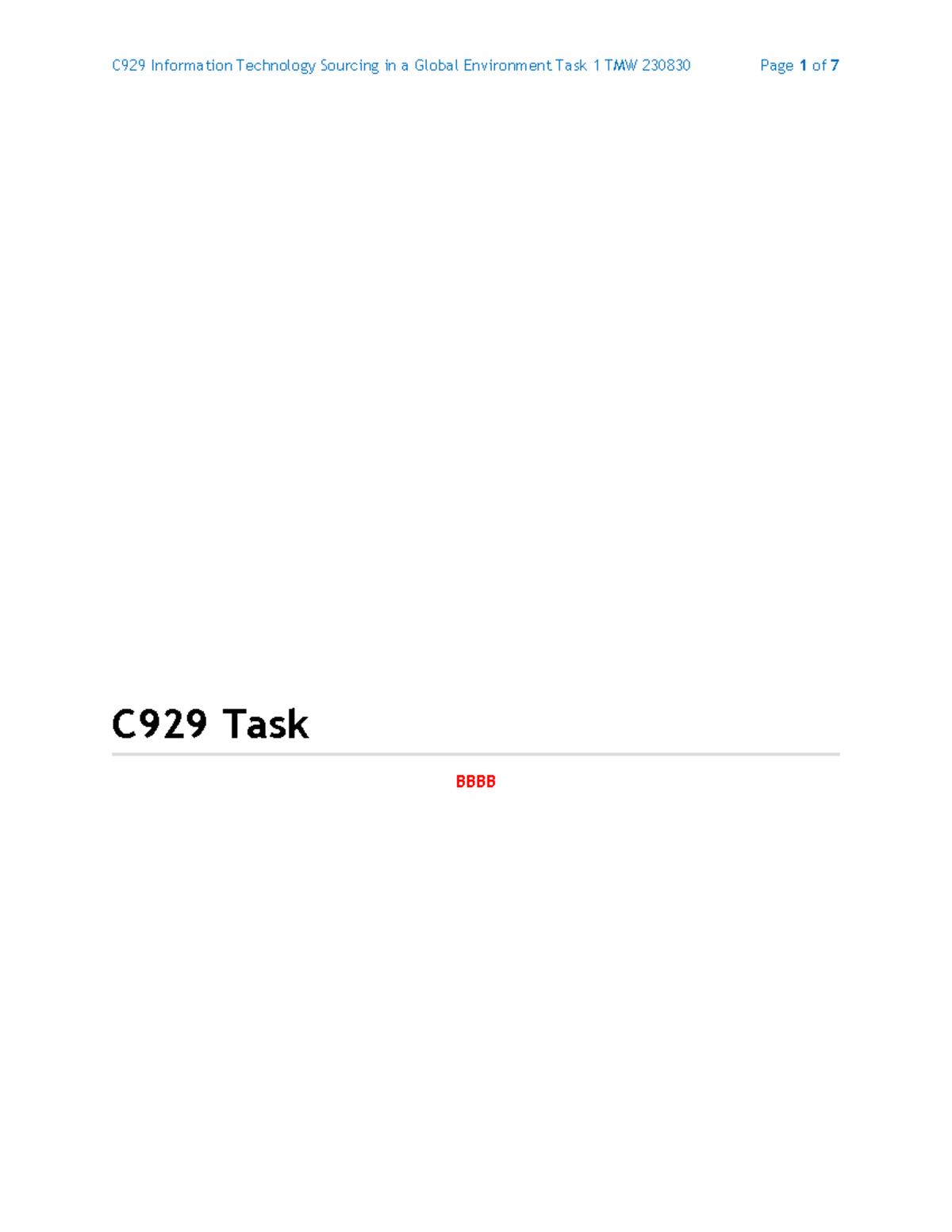 Sharma Rajesh C929 Task Template 231017 - C929 Task BBBB A. Outsourcing ...