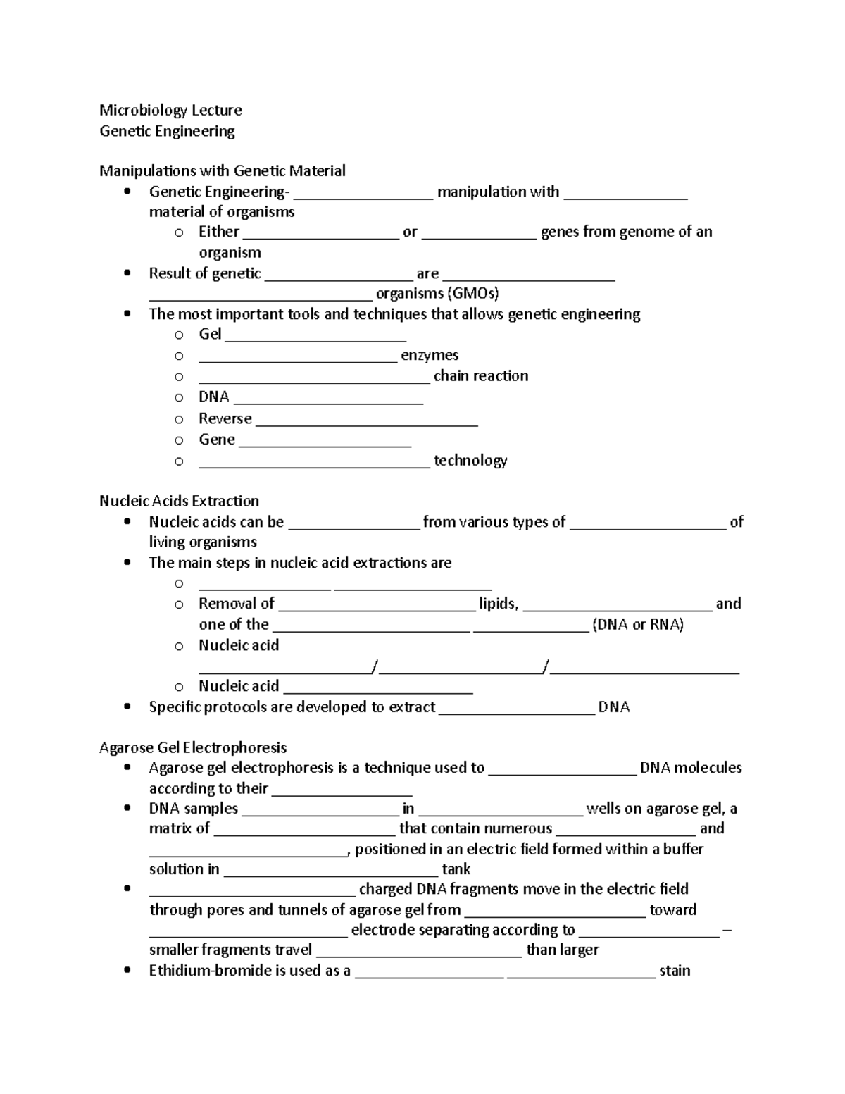 Genetic Engineering Lecture Outline - Microbiology Lecture Genetic ...