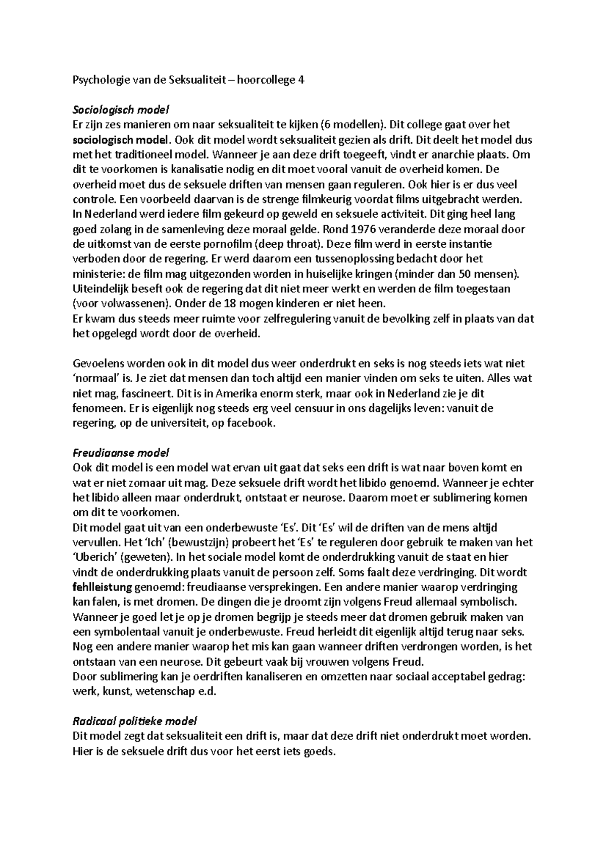 Psychologie Van De Seksualiteit Hoorcollege 4 Psychologie Van De