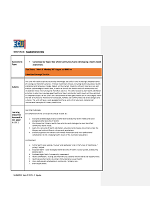 Ansat CC - Nursing Assessment- meeting the care needs of a client ...