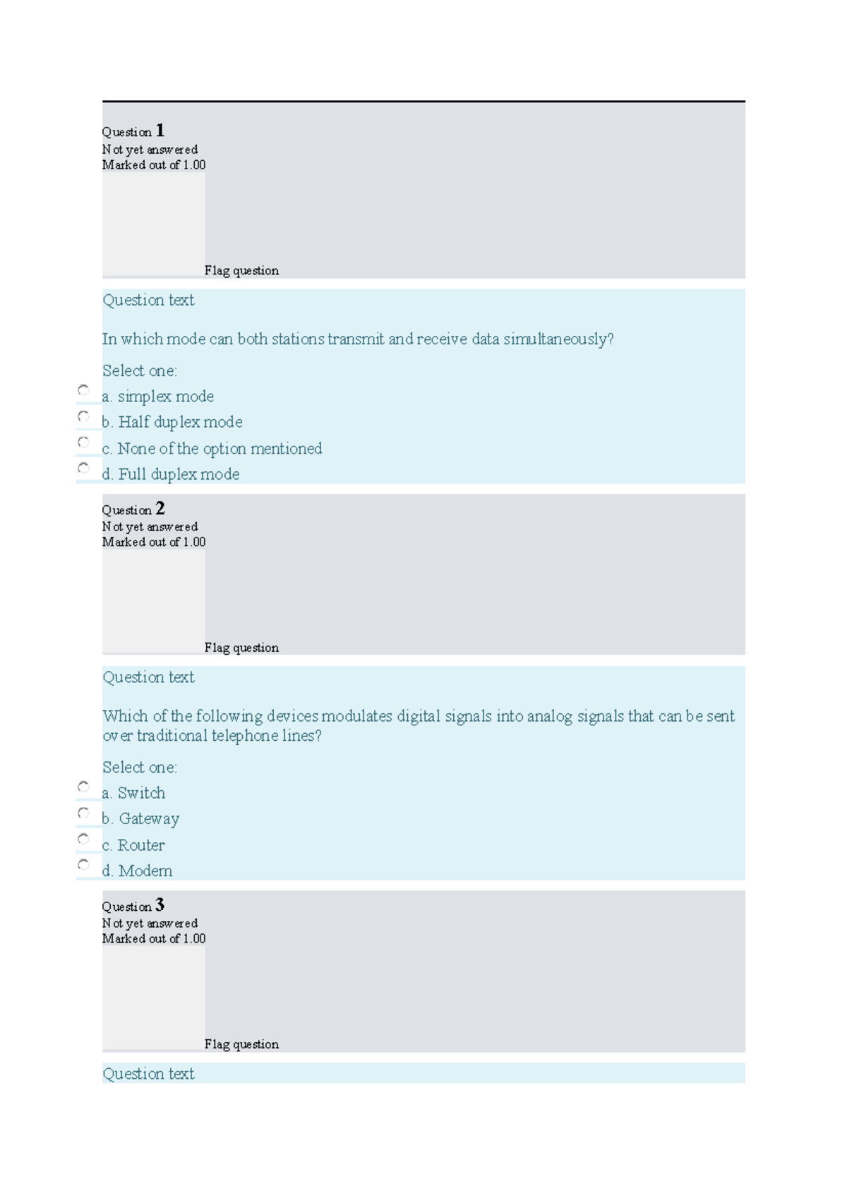 Assignment no 1 - PRACTICE DOCUMENTS - Question 1 Not yet answered ...